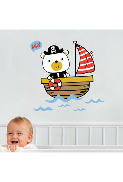 Sevimli Denizci Ayı Çocuk Odası Duvar Sticker