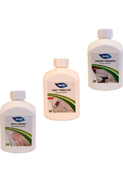 Lavia Set / Çamaşır Yumuşatıcı + Yüzey Temizleyici + Sıvı El Sabunu Lavia Set / Çamaşır Yumuşatıcı + Yüzey Temizleyici + Sıvı El Sabunu