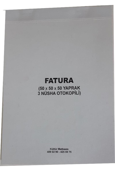 Kültür Matbaası Fatura A5 Üç Nüsha Kültür Matbaası Fatura A5 Üç Nüsha