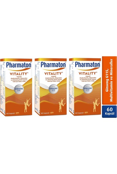Pharmaton Vitality 60 Kapsül 3 Adet Pharmaton Vitality 60 Kapsül 3 Adet