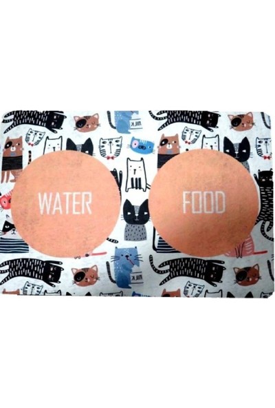 İlkay Petshop Kedi Mama Su Kabı Altlığı Kaymaz Tabanlı 50 x 35 cm