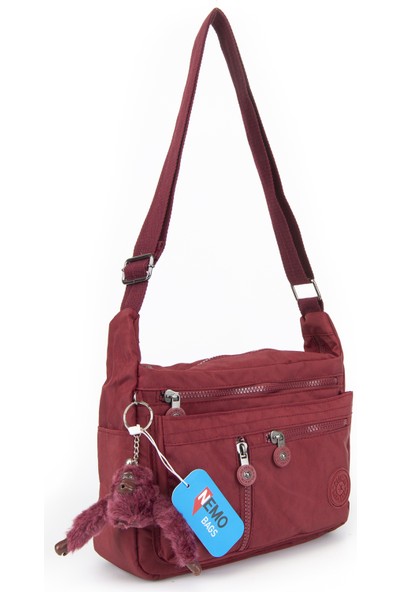 Nemo Bags Yavruağzı Omuz Çanası Kadın Orta Boy Kipling Tarz Su Geçirmez Klinkır Askılı Postacı Çapraz Çanta