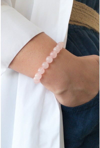 Lalibo Doğal Taş Bileklik Pembe Kuvars 4 ve 5. Çakra , Sevgi Taşı