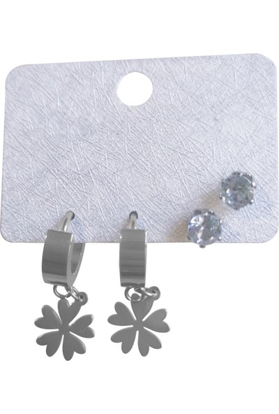 Yılkaca Unisex Çelik Küpe Sallantılı Küpe Yonca Detaylı Küpe Yılkaca Unisex Çelik Küpe Sallantılı Küpe Yonca Detaylı Küpe