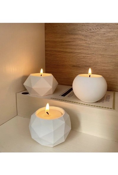 Üçlü Tealight Beton Mumluk Set Üçlü Tealight Beton Mumluk Set