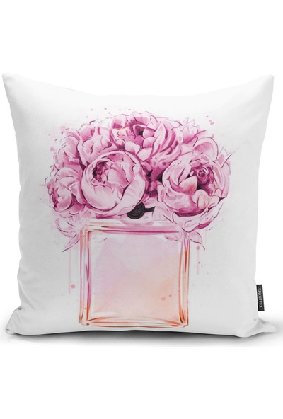 Ysa Home Çift Tarafı Baskılı - Parfüm Çiçek Desenli Dijital Baskılı Kırlent Yastık Kılıfı