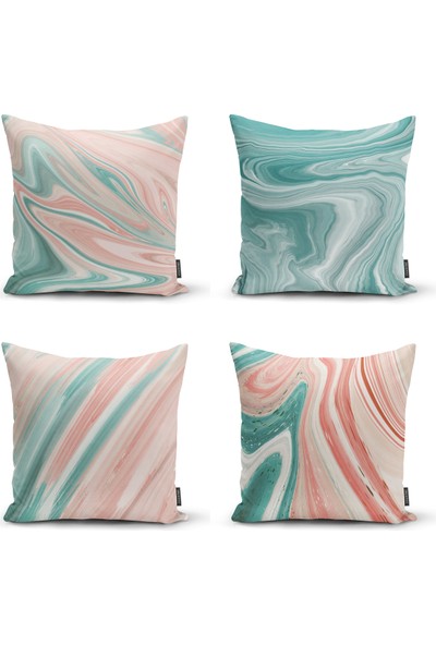 Ysa Home Çift Tarafı Baskılı Özel Tasarım 4'lü Kombin Dekoratif Modern Kırlent Yastık Kılıfı Seti 20