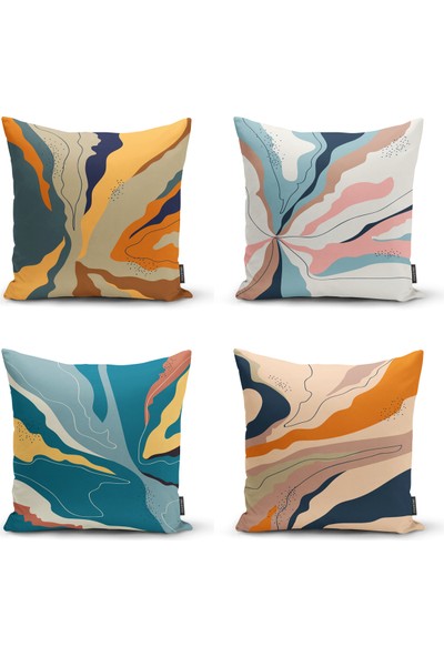 Ysa Home Çift Tarafı Baskılı Özel Tasarım 4'lü Kombin Dekoratif Modern Kırlent Yastık Kılıfı Seti 9