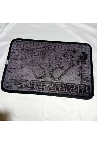 AYHOME Kaymaz Tabanlı Banyo Paspasi Ayak Izli Koyu Gri 40 x 60 cm AYHOME Kaymaz Tabanlı Banyo Paspasi Ayak Izli Koyu Gri 40 x 60 cm