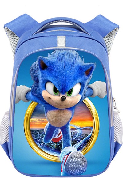 Fıy Sonic Yansıtıcı Bar Karikatür Büyük Kapasiteli Öğrenci Sırt Çantası (Yurt Dışından)