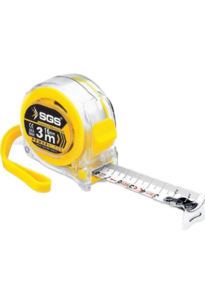 Sgs Şerit Metre Şeffaf 3 Metre 16 mm