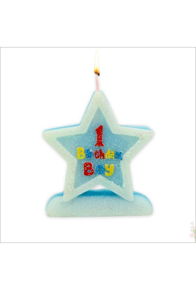1 Yaş Yıldız Rakam Mum - Mavi