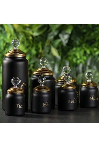 Asya Bazaar 7'li Cam Baharat Saklama Takımı Seti Altın Renkli Kristal Kapaklı Dekoratif Kavanoz Mien Kristal Kapak Asya Bazaar 7'li Cam Baharat Saklama Takımı Seti Altın Renkli Kristal Kapaklı Dekoratif Kavanoz Mien Kristal Kapak