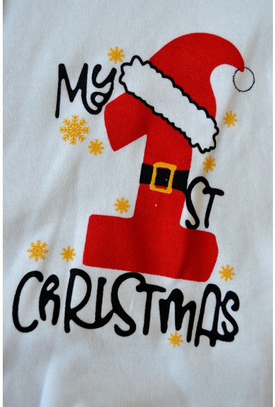 Minisse Noel (Yılbaşı) Baskılı Organik Pamuklu Unisex 4'lü Bebek Zıbın Takımı