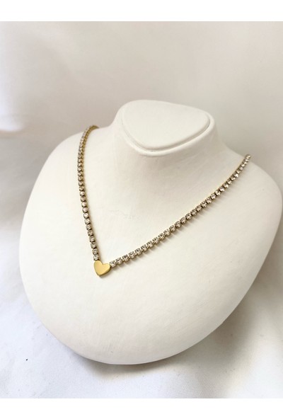 Jelen Aksesuar Çelik Su Yolu Kalp Figürlü Kolye Kararmaz Çelik