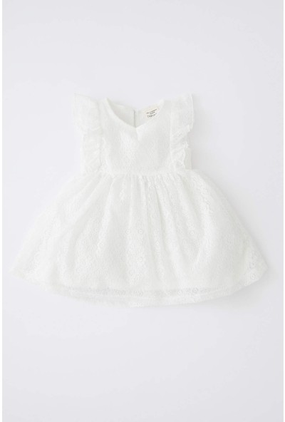 DeFacto Kız Bebek Regular Fit Bisiklet Yaka Kolsuz Dantel Elbise Y6917A222SM