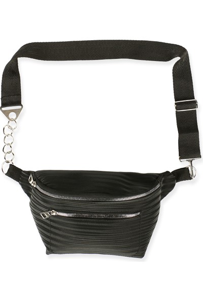 Atılgan Grp Siyah Üç Boyutlu Görünüm Zincir Askılı Kadın Gögüs Çantası