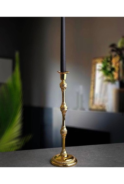 Queen’s Kitchen Kararmaz Lüx Tekli Büyük Gold Şamdan