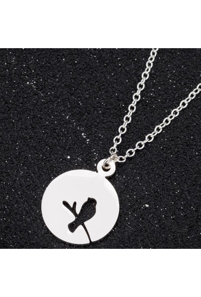 Dmn Daldaki Kuş Yuvarlak Plaka 925 Ayar Gümüş Kolye Dmn Daldaki Kuş Yuvarlak Plaka 925 Ayar Gümüş Kolye