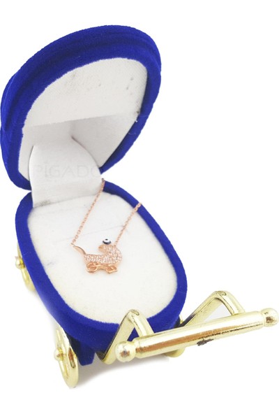 Pigado 925 Ayar Gümüş Zirkon Taşlı Özel Kutusunda Çocuk Arabası Kolye