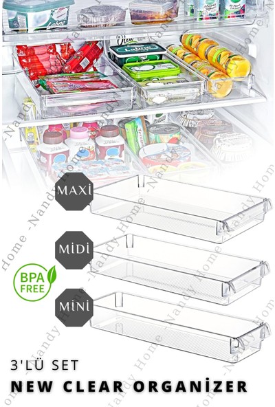 Nandy Home 3'lü Set New Clear Buzdolabı & Dolap Içi Düzenleyici Organizer Nandy Home 3'lü Set New Clear Buzdolabı & Dolap Içi Düzenleyici Organizer