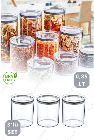 Nandy Home 0,85 Lt Sızdırmaz Kapak, Silikon Contalı Yuvarlak 3'lü Saklama Kabı Seti Nandy Home 0,85 Lt Sızdırmaz Kapak, Silikon Contalı Yuvarlak 3'lü Saklama Kabı Seti