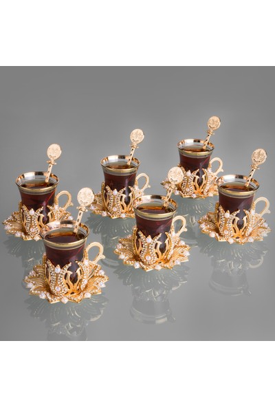 Queen’s Kitchen 6 Kişilik Kararmaz Zamak Ahsen Gold Çay Seti