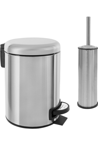 Elit Ikili Banyo Seti - Anti-Finger ( 3lt Çöp Kovası + Tuvalet Fırçası ) Elit Ikili Banyo Seti - Anti-Finger ( 3lt Çöp Kovası + Tuvalet Fırçası )
