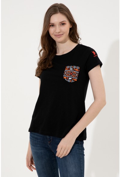 U.S. Polo Assn. Kadın Siyah T-Shirt 50252286-VR046