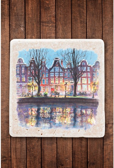 Cekuonline Desenli Magnet Baskılı Doğal Taş Buzdolabı Magneti Manzara