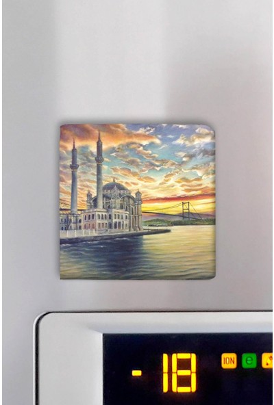 Cekuonline Desenli Magnet Baskılı Doğal Taş Buzdolabı Magneti Sunset Istanbul
