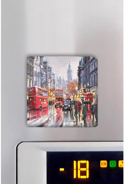 Cekuonline Desenli Magnet Baskılı Doğal Taş Buzdolabı Magneti Londra