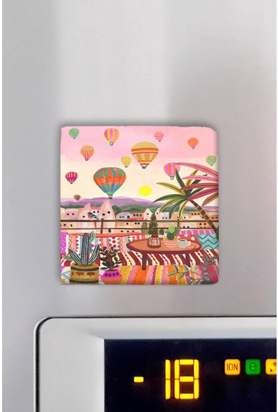 Cekuonline Desenli Magnet Baskılı Doğal Taş Buzdolabı Magneti Kapadokya