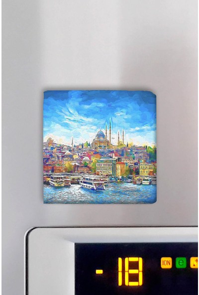 Cekuonline Desenli Magnet Baskılı Doğal Taş Buzdolabı Magneti Istanbul