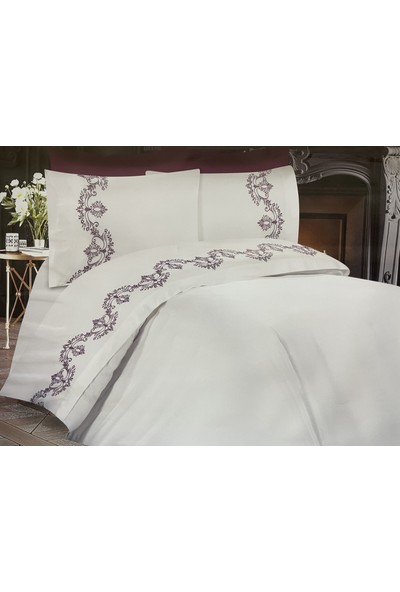 Köşem Çeyiz Lavanta Çift Kişilik Nakışlı Nevresim Takımı Ekru Köşem Çeyiz Lavanta Çift Kişilik Nakışlı Nevresim Takımı Ekru