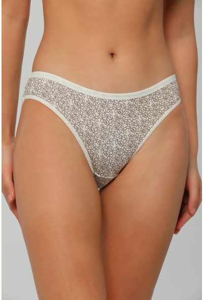 Krem Tutku Kadın Desenli Slip Külot (36-38 Uyumludur) P-008318