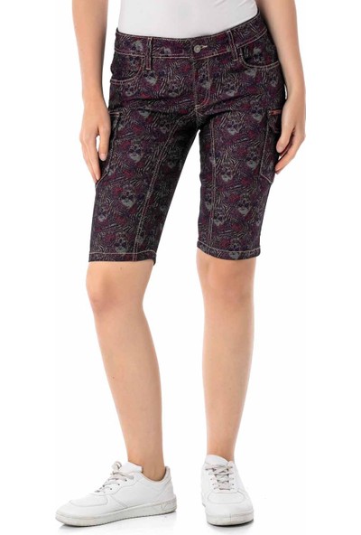 Cipo & Baxx WK180 Mor Desenli Kargo Şort Cipo & Baxx WK180 Mor Desenli Kargo Şort