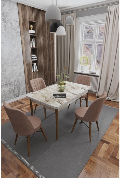 Kaffa Home Rs Serisi E1 Belgeli Efes Suntalem 80X130 Açılabilir Masa Takımı 4 Sandalyeli - Acı Kahve Kaffa Home Rs Serisi E1 Belgeli Efes Suntalem 80X130 Açılabilir Masa Takımı 4 Sandalyeli - Acı Kahve