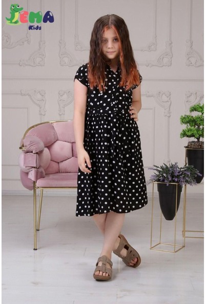 Ema Kids Kız Çocuk Elbise (Siyah - Puantiyeli)