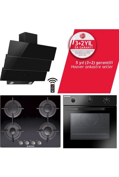 Hoover Siyah Cam Ankastre Set (HGV64SMCB Ocak - HPM656BTK Davlumbaz - HON602B/E Fırın) Hoover Siyah Cam Ankastre Set (HGV64SMCB Ocak - HPM656BTK Davlumbaz - HON602B/E Fırın)