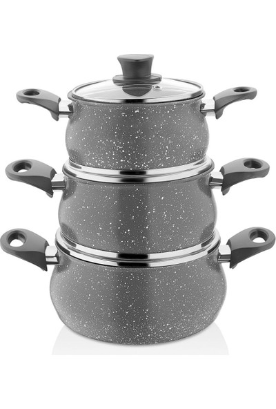 EW's Kitchenware Gri 3'lü Granit Güveç Seti EW's Kitchenware Gri 3'lü Granit Güveç Seti