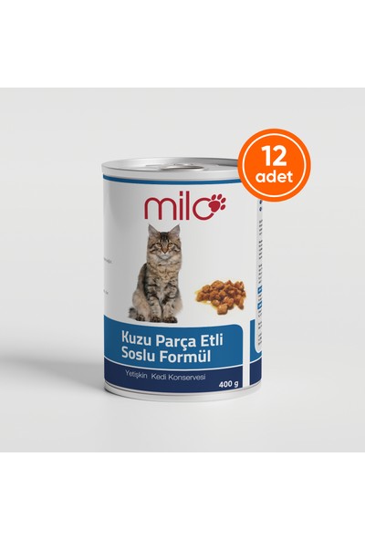 Milo Kuzu Parça Etli Soslu Kedi Konservesi 400gr x 12 adet Milo Kuzu Parça Etli Soslu Kedi Konservesi 400gr x 12 adet