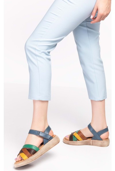 Gondol Kadın Hakiki Deri Dolgu Topuk Sandalet ERT.3222 - Multi - 40