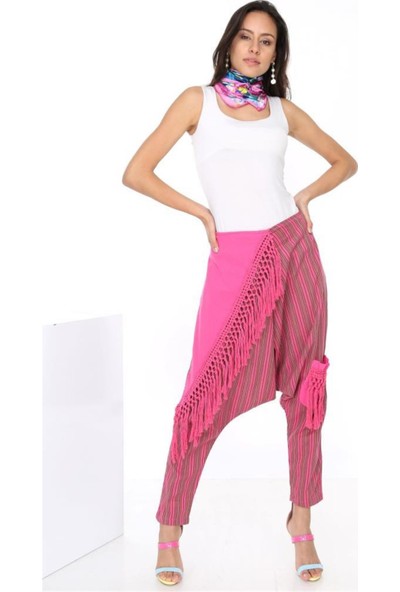 New Butix Şile Bezi Pembe Püsküllü Şalvar