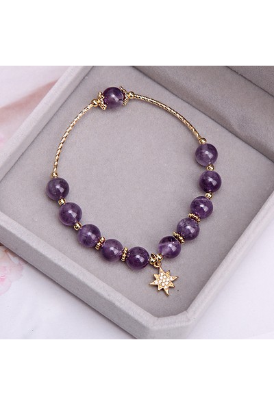 Sanmusen Doğal Taş Mor Kristal Bileklik (Yurt Dışından)