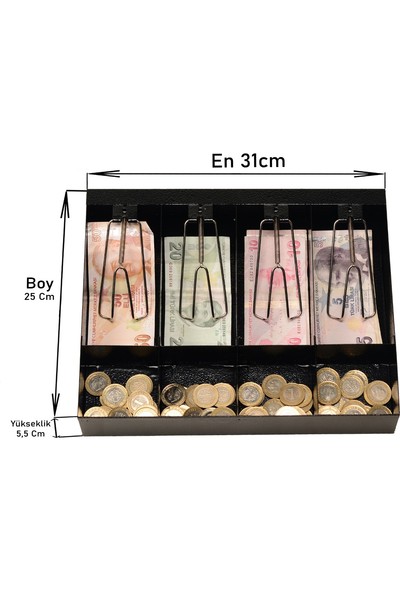 Çetka Cekmece İçi Para Düzenleyici 4 Banknot 4 Bozuk Para Bölmeli Para Çekmecesi 31 x 25 x 5.5 cm Çetka Cekmece İçi Para Düzenleyici 4 Banknot 4 Bozuk Para Bölmeli Para Çekmecesi 31 x 25 x 5.5 cm