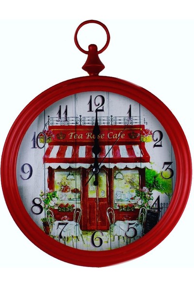 Galaxy D217-K Serisi Cafe-Pastane Desenli Sessiz Akar Duvar Saati 30 cm