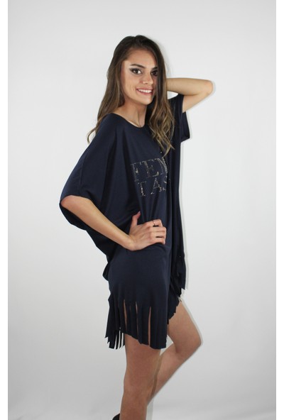 YGMR Raindrops Yarasa Kol Taşlı Bol Kesim Plaj Elbisesi