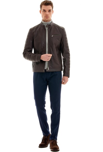 Pierre Cardin Erkek Suni Deri Mont