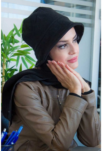 Karışık Cadde Siyah Atkılı Bucket Şapka - 30400